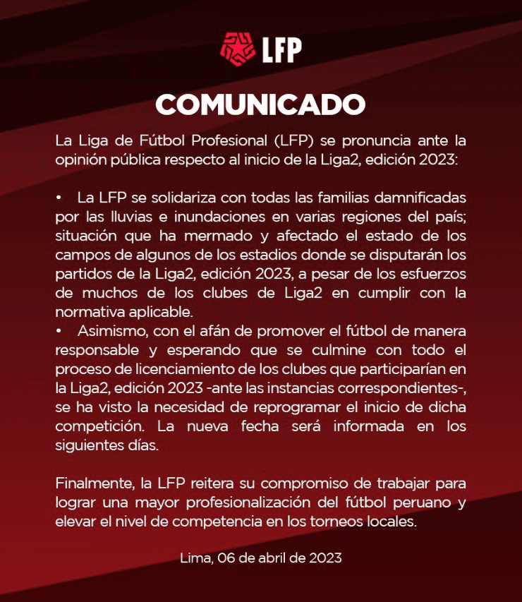 La Segunda División fue postergada: La LFP confirmó que la Liga 2 no ...