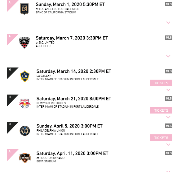 La MLS dio a conocer el fixture de Inter Miami para la temporada 2020 ...