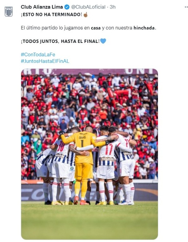 El optimista mensaje de Alianza Lima tras caer ante FBC Melgar en ...