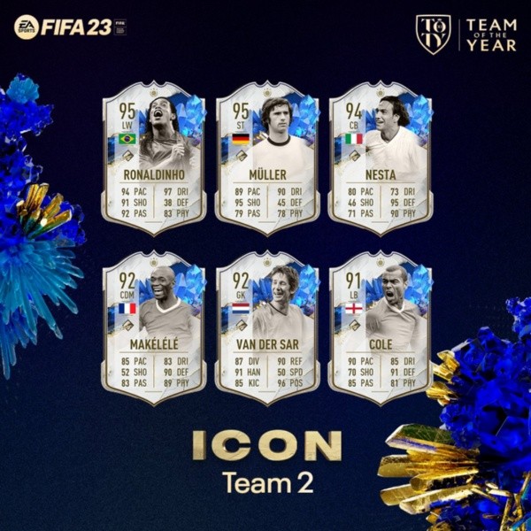 FIFA 23: Ronaldinho y Müller lideran el Equipo 2 de Iconos TOTY