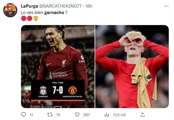 Burlas y memes: la venganza de los españoles con Garnacho tras el 7-0