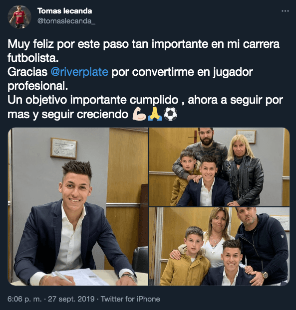 Tomás Lecanda, jugador de la Reserva de River, brindó una entrevista y ...